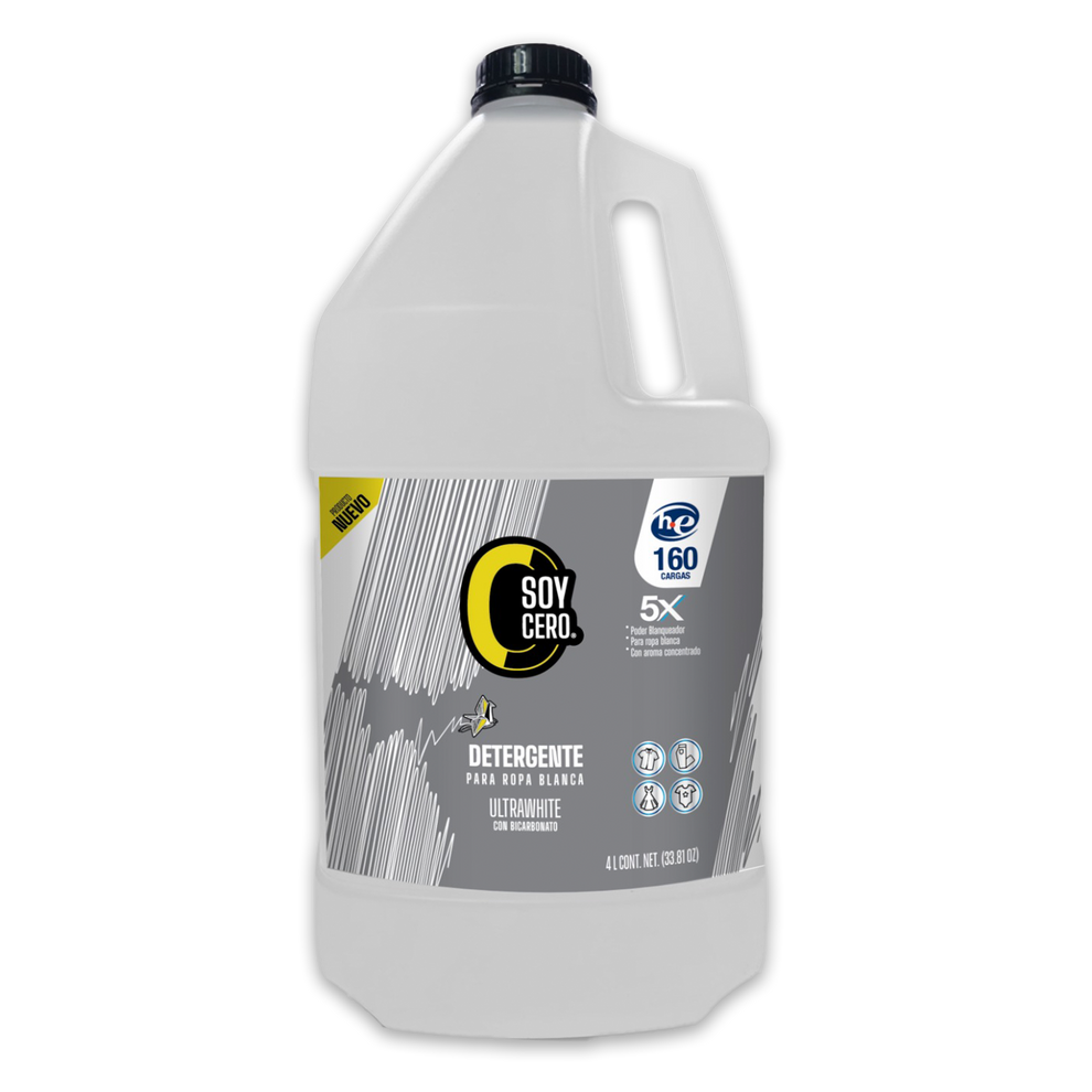 Detergente Ultrawhite para Ropa Blanca, 4 L, Fórmula 5X Concentrada, 1 ...